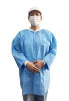 China Breathable Disposable SMS Lab Coat With Pocket For workshop/factory/food processing for sale