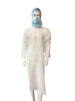 China Machine Made Waterproof Long Sleeves Disposable PE Work Gown With Roll Packaging for sale