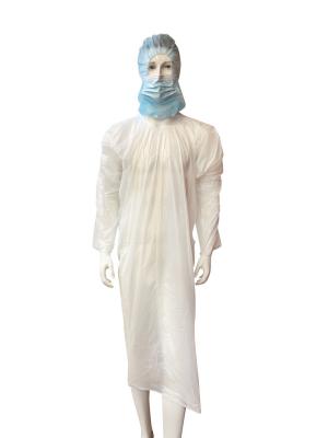 China Machine Made Waterproof Long Sleeves Disposable PE Work Gown With Roll Packaging for sale