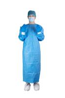 China AAMI PB70:2012 Level-3 Knitted Cuffs Disposable SMS Fabric Surgical Gown for sale