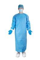 China AAMI PB70:2012 Level-3 Knitted Cuffs Disposable SMS Fabric Surgical Gown for sale