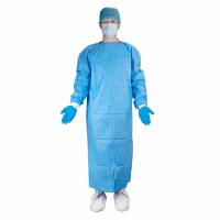 China AAMI PB70:2012 Level-3 Knitted Cuffs Disposable SMS Fabric Surgical Gown for sale