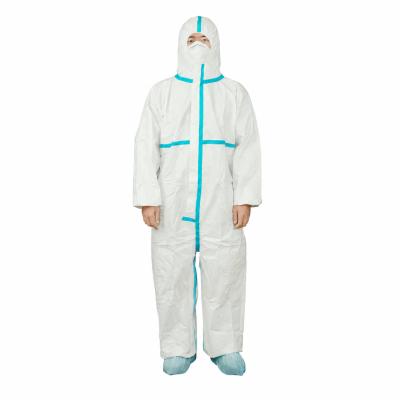 China EN14126 EU Standard Type 4B/5B/6B Disposable PPE Protective Microporous Film Coverall for sale