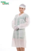 China Knitted Cuff Long Sleeves Disposable Medical Coat 55G/M2 With Shirt Collar for sale