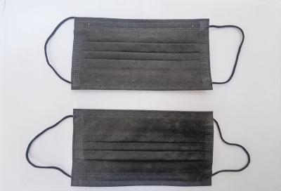 China Type IIR 17.5x9.5cm Black Medical Disposable Face Mask With Earloop for sale