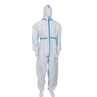 China Disposable Use Protective Blue Tape Hooded Coverall With Elastic Wrist / Ankle / Waist for sale