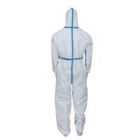 China Disposable Use Protective Blue Tape Hooded Coverall With Elastic Wrist / Ankle / Waist for sale