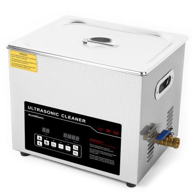 China Dual Frequency Ultrasonic Cleaner 10L Tank 4pcs Transducers Drain Valve for sale