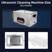 China 22L Ultrasonic Cleaner for Auto Parts Machinery Tools and Precision Components with 600W Heater Degas/Semi Modes 30-Min Timer for sale