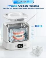 China 45kHz Ultrasonic Retainer Cleaner with UV-C Sterilization and 320ml Large Capacity for Dentures and Aligners for sale