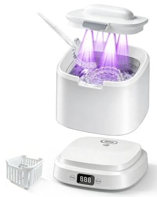 China 45kHz Ultrasonic Retainer Cleaner with UV-C Sterilization and 320ml Large Capacity for Dentures and Aligners for sale