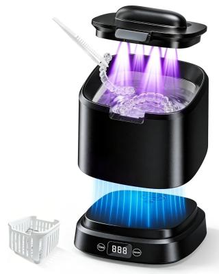 China 45kHz Ultrasonic Retainer Cleaner with UV-C Sterilization and 320ml Large Capacity for Dentures and Aligners for sale
