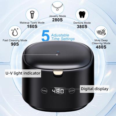 China Ultrasonic Retainer Cleaner Machine Sonic Dental Cleaning Machine for Dentures, Aligners, Braces, Mouth Guards, Jewelry, Portable 30W/45kHz (Black) for sale