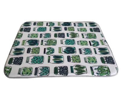 China Microfiber Dish Mat Sublimation Kitchen Absorbent Microfiber Dish Drying Mat for sale