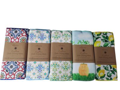 China High Quality Microfiber Dish Drying Mats For Dish Absorbent All Polyester Printing for sale