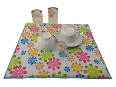 China Floral Printing16x18inch Kitchen  Mats  Microfiber Dish Drying Mats for sale
