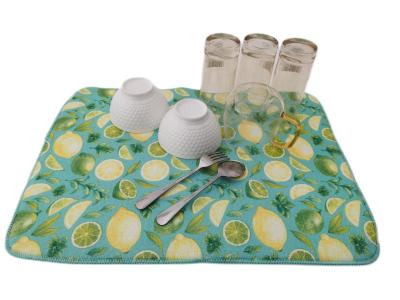 China 20x15inch Decorative Printing  Microfiber Dish Drying Mat for sale