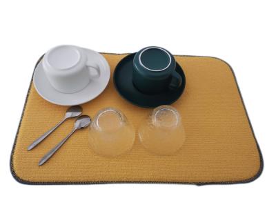 China Soft Green and Yellow Combined Kitchen Microfiber Dish Drying Mat for sale