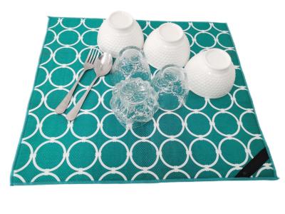 China 220gsm Fabric Dish  Drying Mat For Kitchen Counter Rack Pad Green Printing for sale