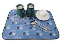 China 38x50cm Quick Dry  Blue Printed Microfiber Dish Drying Mat For Kitchen for sale