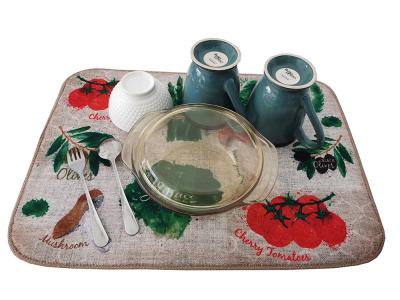 China 38x50cm Tableware Dish Drainer Mat  220gsm Microfiber Cloth for sale