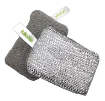 China Non Scratch Microfiber Cleaning Pad Scrub Sponge For Dishes Heavy Duty Scouring Power for sale