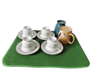 China 38x50cm Green Table Kitchen Microfiber Dish Drying Mats For Kitchen Counter for sale