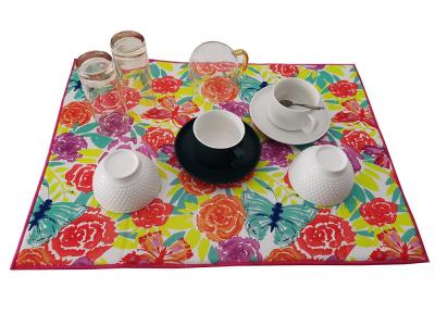 China 46x60cm Printing Decorative Dish Drying Mat Kitchen Counter Drain Mats for sale