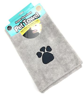 China Gray Color  Microfiber Pet Towel With Paw Embroider for sale