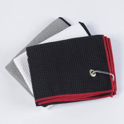 China Easy Carrying Black Microfiber Golf Towel Microfiber Waffle Weave Microfiber Towels for sale
