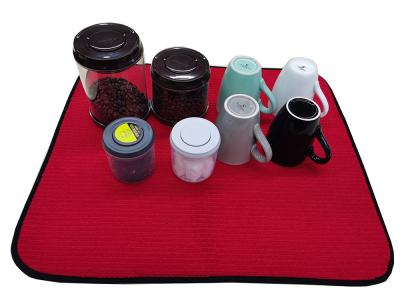 China Terry Cloth  All Polyester 22x19in Red Eco-Friendly Dish Drying Mat for sale