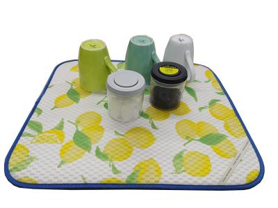 China Microfiber Dish Drying Mat For Dish Drainer  Medium Size Lemon Design for sale