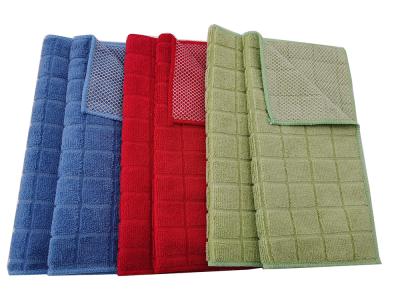 China Dish Cleaning Towel  Dish Drying Rags With Scrubbing Mesh for sale