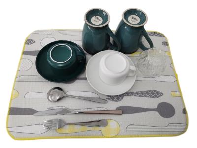 China 38x50cm Absorbent  Microfiber Dish Drying Pad And Mat For Kitchen for sale