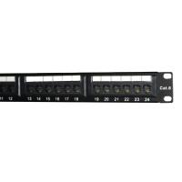 China Cat6a 48 Port Keystone Patch Panel RJ45 1U 19 Inch Black Steel Frame for sale