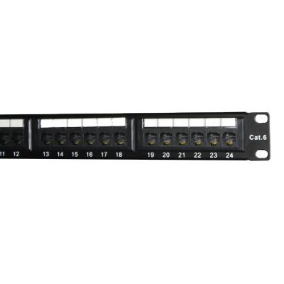 China Cat6a 48 Port Keystone Patch Panel RJ45 1U 19 Inch Black Steel Frame for sale