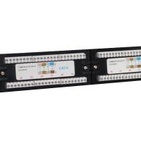 China Cat6a 48 Port Keystone Patch Panel RJ45 1U 19 Inch Black Steel Frame for sale