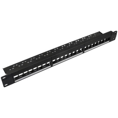 China Blank AMP 24 Port Keystone Patch Panel UTP Cat5e 1U 19 Inch for Network Rack for sale
