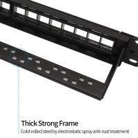 China Blank AMP 24 Port Keystone Patch Panel UTP Cat5e 1U 19 Inch for Network Rack for sale