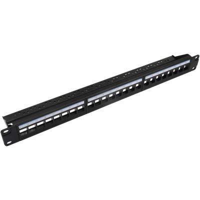 China Cat5e Cat6 Keystone Patch Panel 24 Port 1U 19 Inch Blank UTP Network Panel for sale