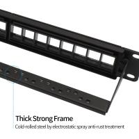 China Cat5e Cat6 Keystone Patch Panel 24 Port 1U 19 Inch Blank UTP Network Panel for sale
