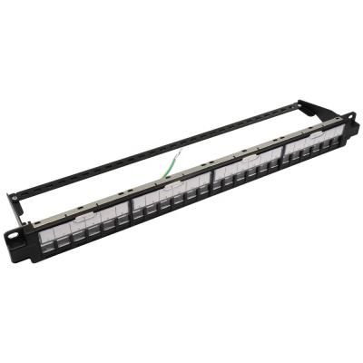 China 24 Port Cat6 Cat6A STP FTP Patch Panel 1U 19 Inch Blank Keystone Compatible for sale
