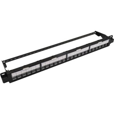 China Cat6 1U 19 Inch 24 Port Keystone Blank Patch Panel for UTP Network Rack Mount for sale