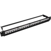 China 19 Inch 24 Port Keystone Patch Panel AMP Cat5e Cat6 UTP 1U Black for sale