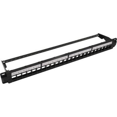 China 19 Inch 24 Port Keystone Patch Panel AMP Cat5e Cat6 UTP 1U Black for sale