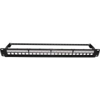 China 19 Inch 24 Port Keystone Patch Panel AMP Cat5e Cat6 UTP 1U Black for sale