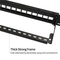 China 19 Inch 24 Port Keystone Patch Panel AMP Cat5e Cat6 UTP 1U Black for sale