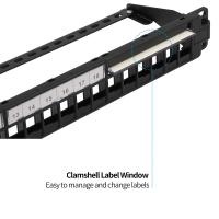 China 19 Inch 24 Port Keystone Patch Panel AMP Cat5e Cat6 UTP 1U Black for sale