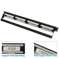 China UTP 10 Inch Keystone Patch Panel Gold Plated Cat5e IDC 1U 19 Inch 24 Ports Network for sale