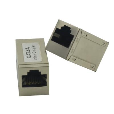 China Female RJ45 Inline Coupler CAT6A Shielded Ethernet Box Keystone Jack Adapter for sale